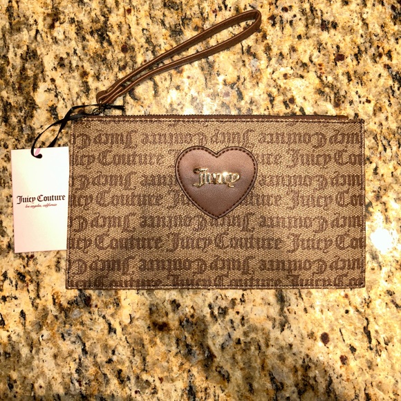 Juicy Couture | Bags | Nwt Juicy Couture Wristlet Gothic Logo Chestnut Chino | Poshmark
